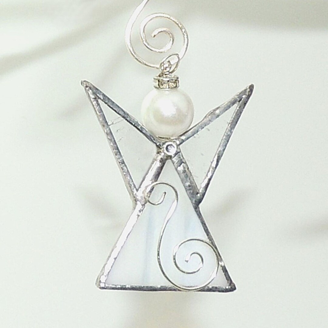 White Stained Glass Angel Unique Handmade Decorative Hanging Spiral ...