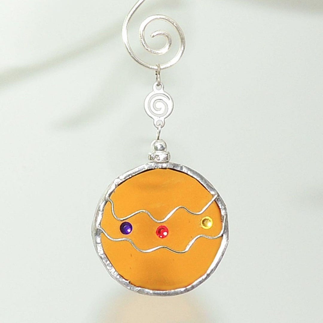 Shades of Orange Amber Handmade Christmas Bauble Hanging Spiral ...