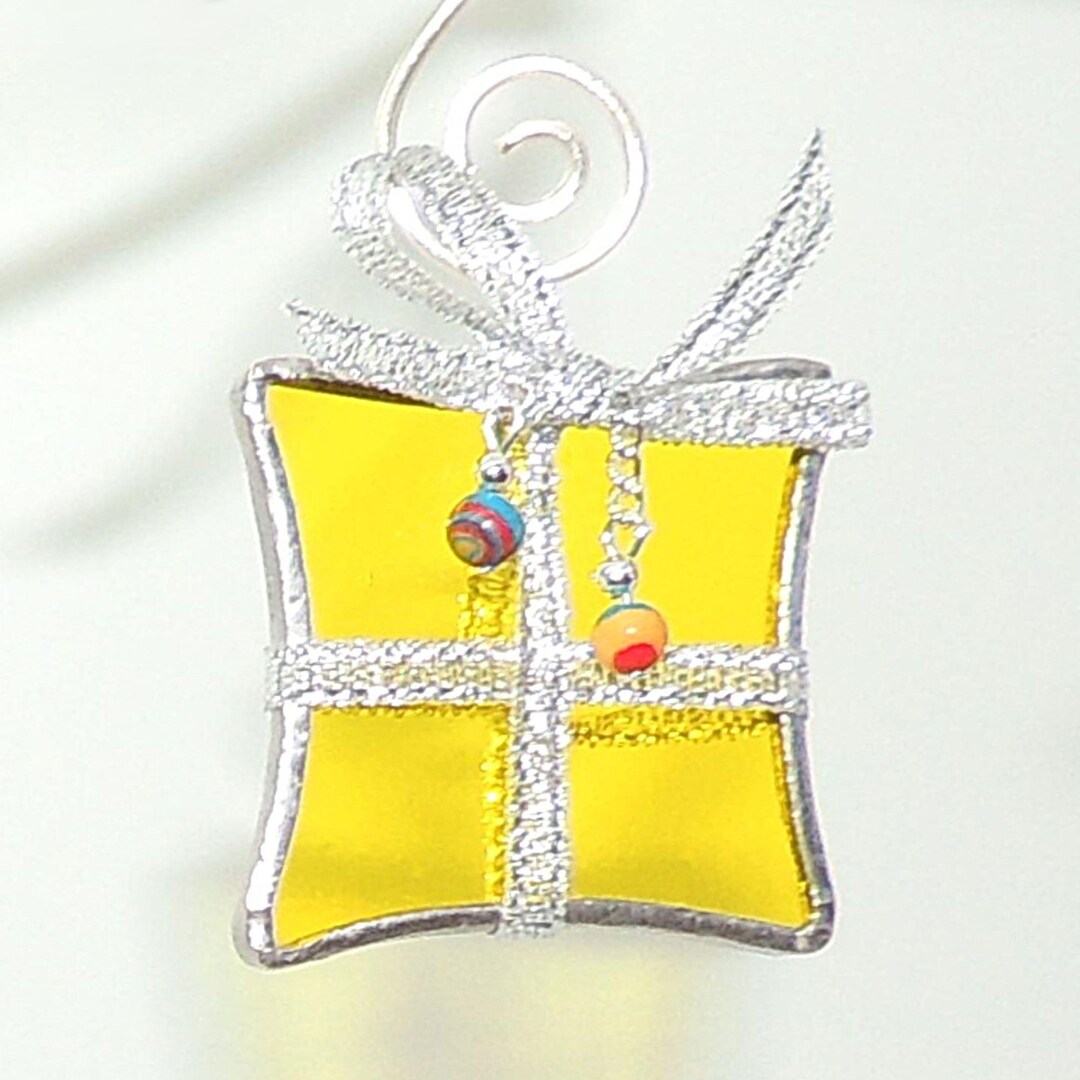 Handmade Stained Glass Various Shades Yellow Christmas Parcels Hanging ...