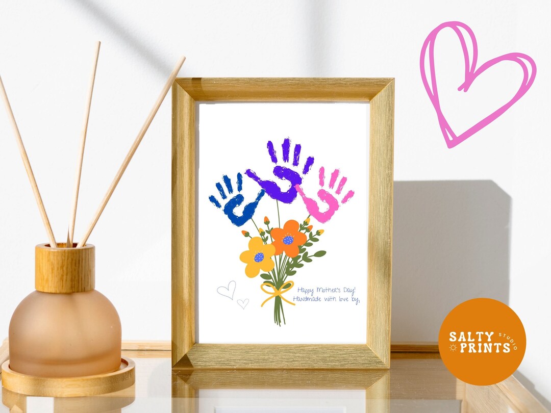 Mother's Day Handprint Flower Bouquet Art: DIY Gift (digital Download ...