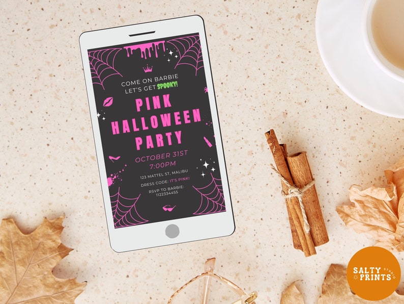 Barbie Pink Halloween Party Invitation Template | Let's Get Spooky ...