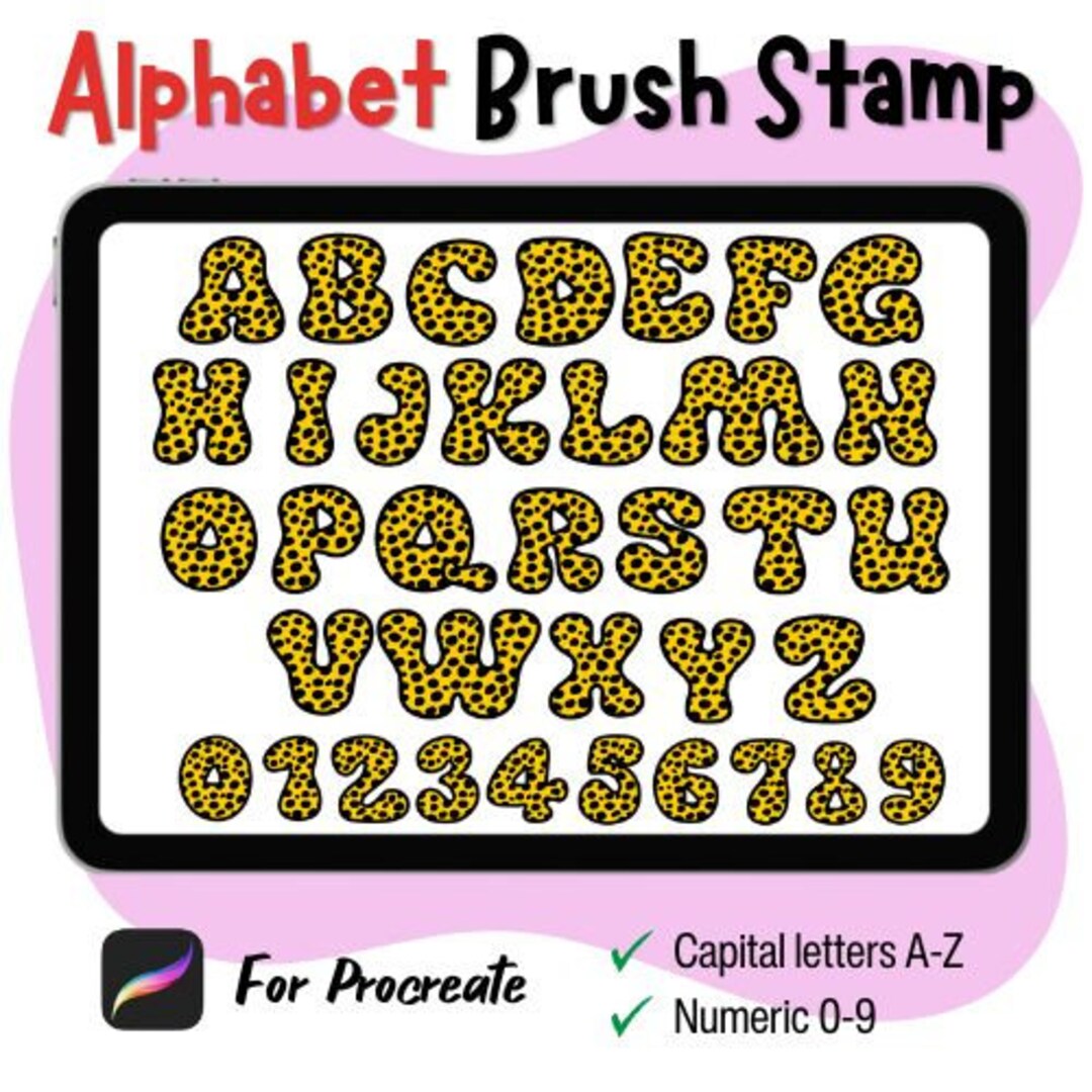 Cheetah Skin Alphabet,animal Alphabet Brush Stamp,alphabet Brush Stamps ...