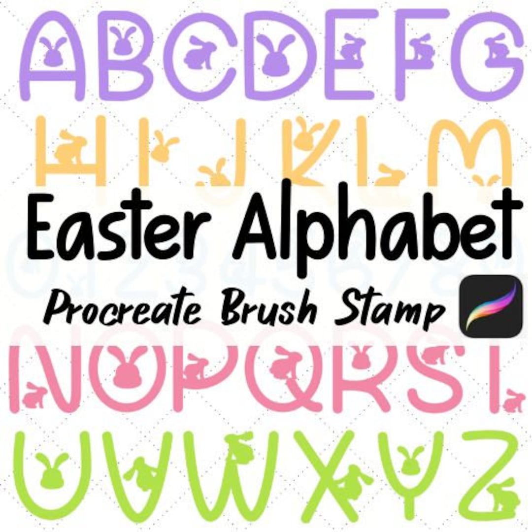 Easter Alphabet Brush Procreate,procreate Alphabet Stamps,easter Egg ...