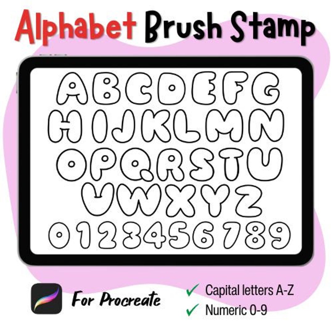 Chubby Alphabet Brush Stamp: Procreate Letter Font (A-Z, 0-9) - Etsy