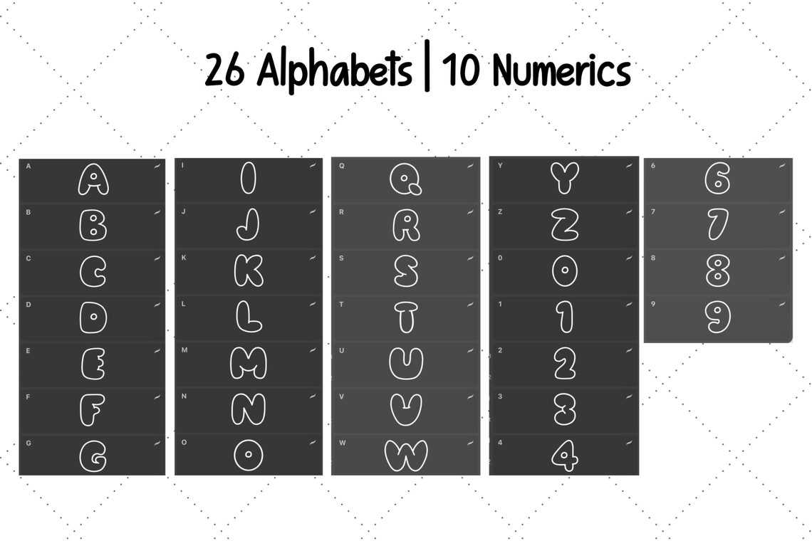 Chubby Alphabet Brush Stamp: Procreate Letter Font (A-Z, 0-9) - Etsy