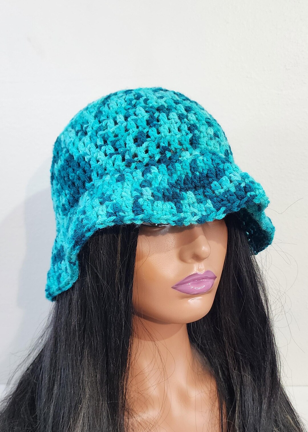Crochet Cyan Gradient Hat - Etsy
