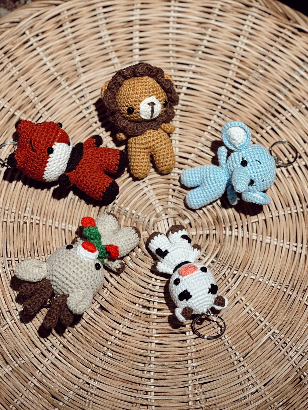 Mini Zoo Amigurumi Keychains,baby Lion,baby Fox,baby Cow,baby Deer ...