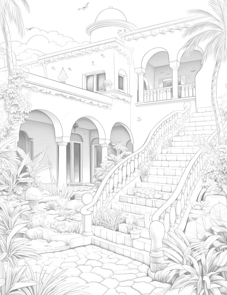Courtyard Serenity: Mexican Hacienda Coloring Book - Etsy