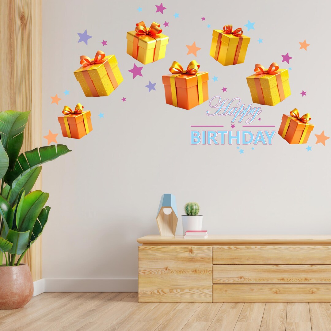 Reusable Birthday Wall Decals – Party Decor, Removable Vinyl Stickers ...