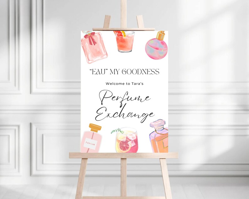 Editable Perfume Exchange Welcome Sign, Party Theme (CANVA Template) - Etsy