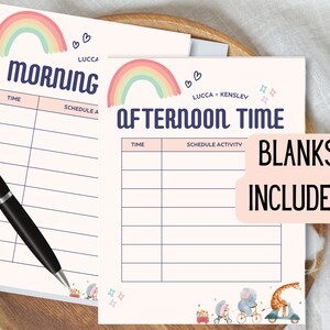 Editable Baby Toddler Schedule, Rainbow Animal Design, Printable ...