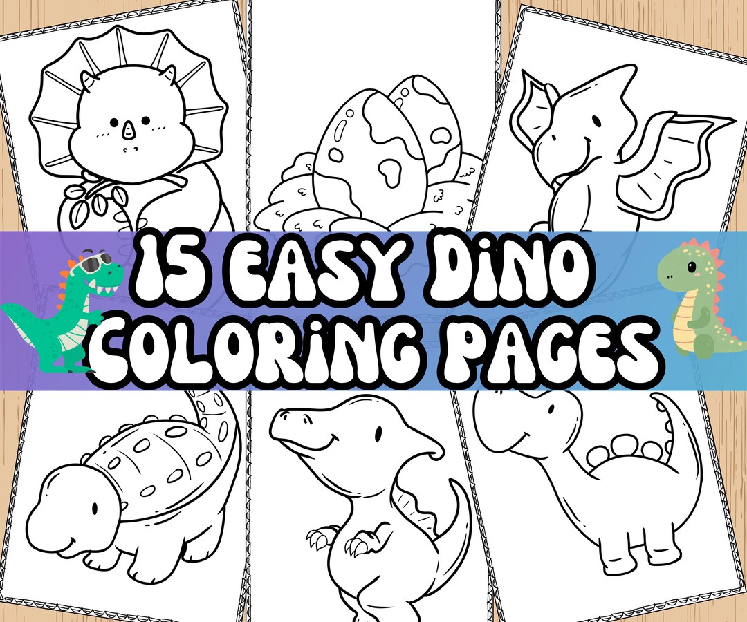 Simple Dino Color Pages, Trex Coloring Sheets, Baby Toddler Dinosaur ...