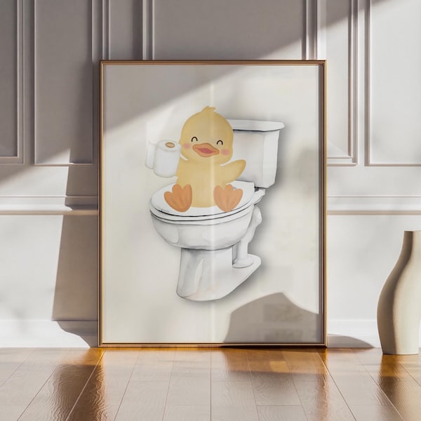 Ducky Art Print Pee Art Print Duck Using Toilet Printable Kids ...