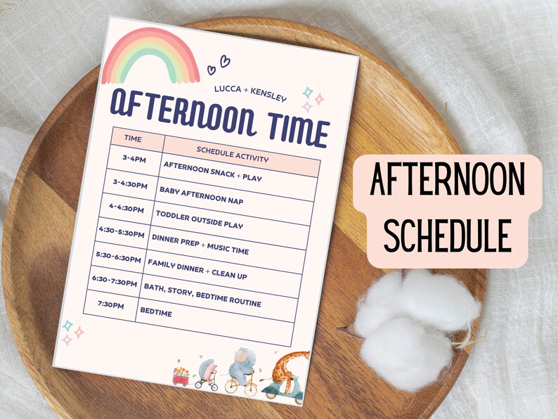 Editable Baby Toddler Schedule, Rainbow Animal Design, Printable ...