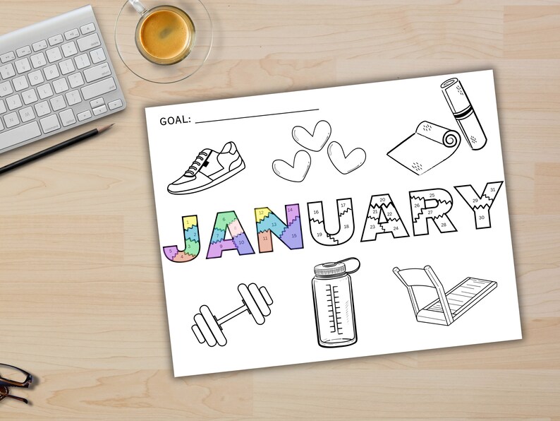 2025 Goal Coloring Tracker: Monthly Habit & Exercise (printable PDF) - Etsy