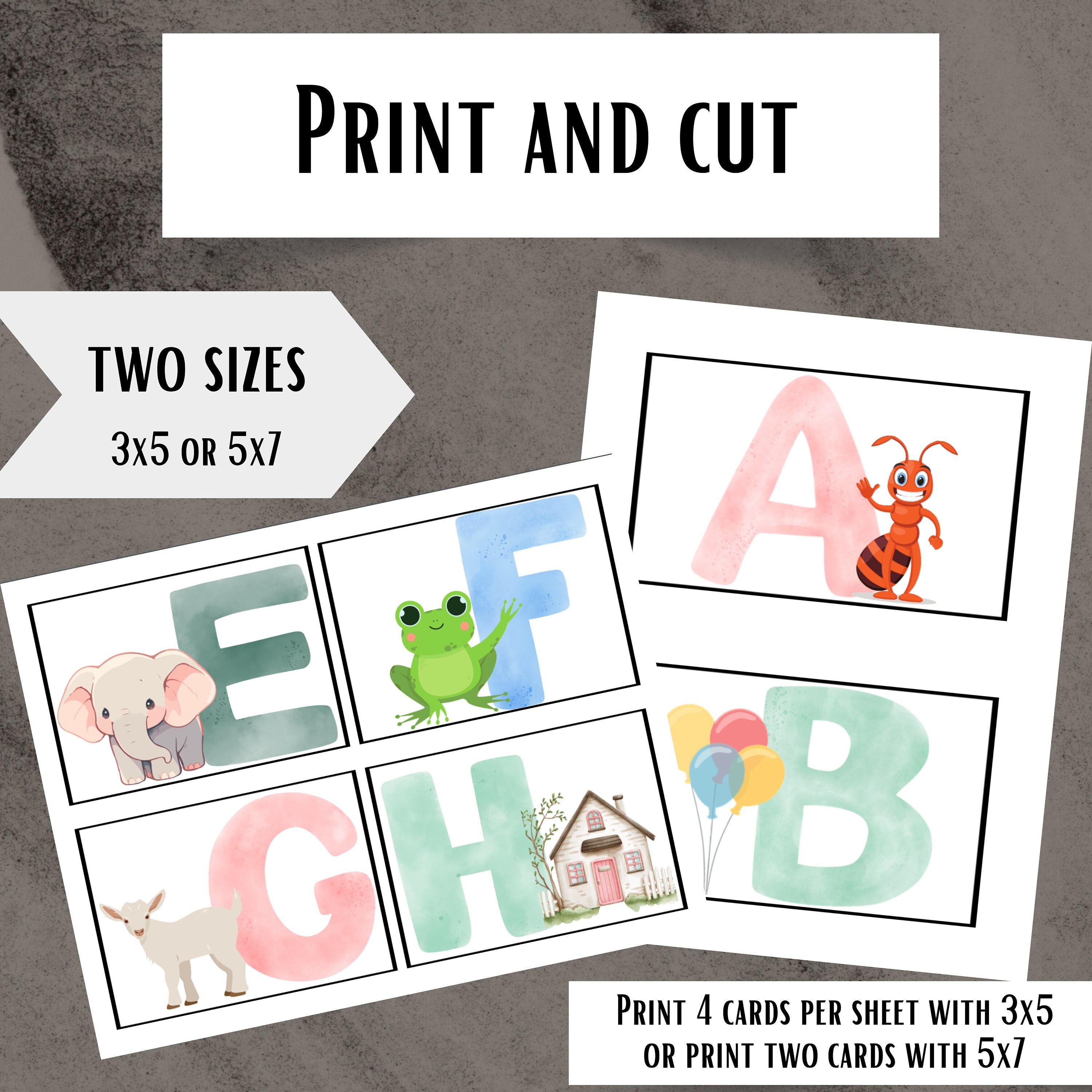 Colorful Printable ABC Flashcards With Animal Pictures at Home Toddler ...