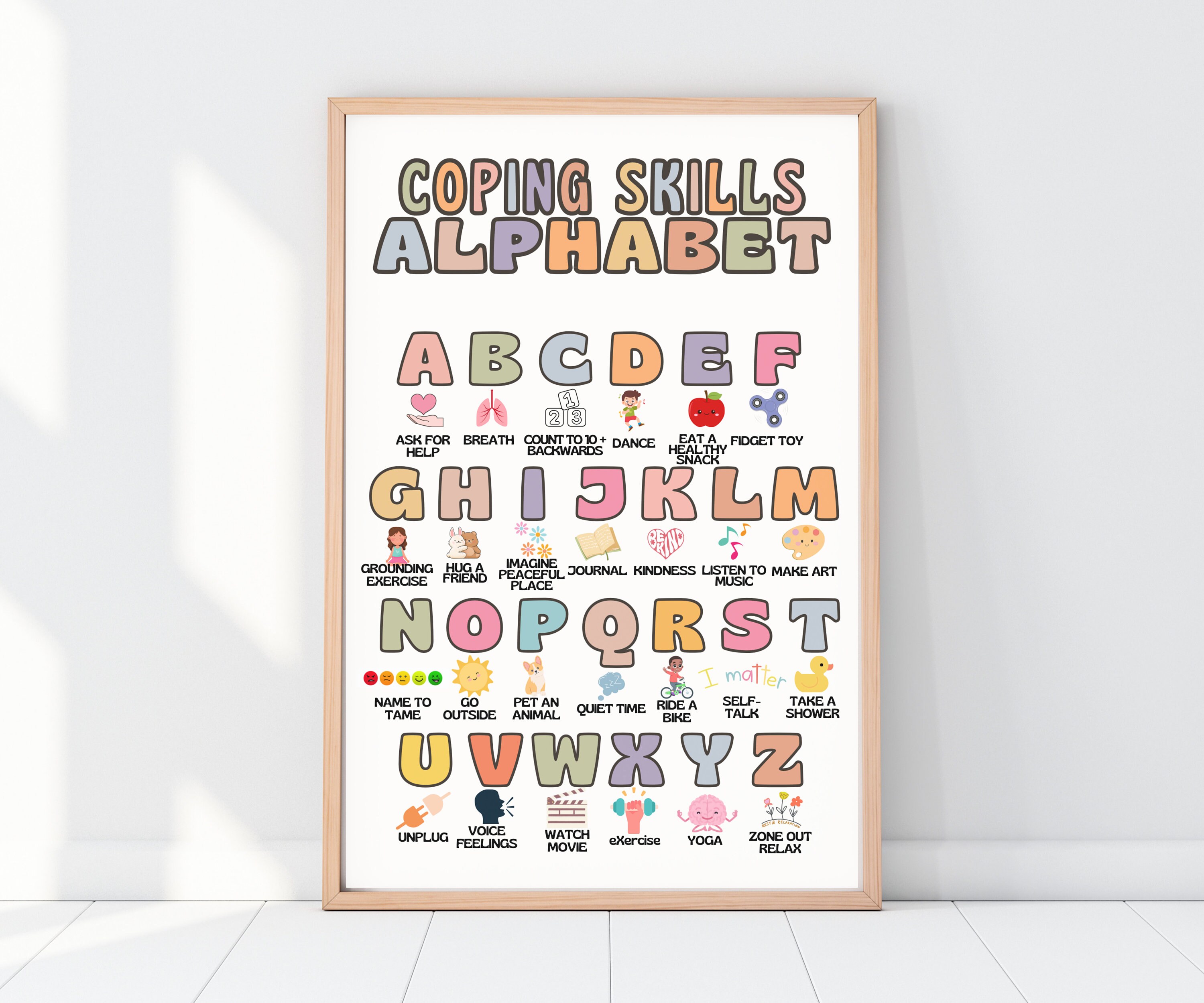 Coping Skills Alphabet Poster, Teacher Classroom Behavior Art ...