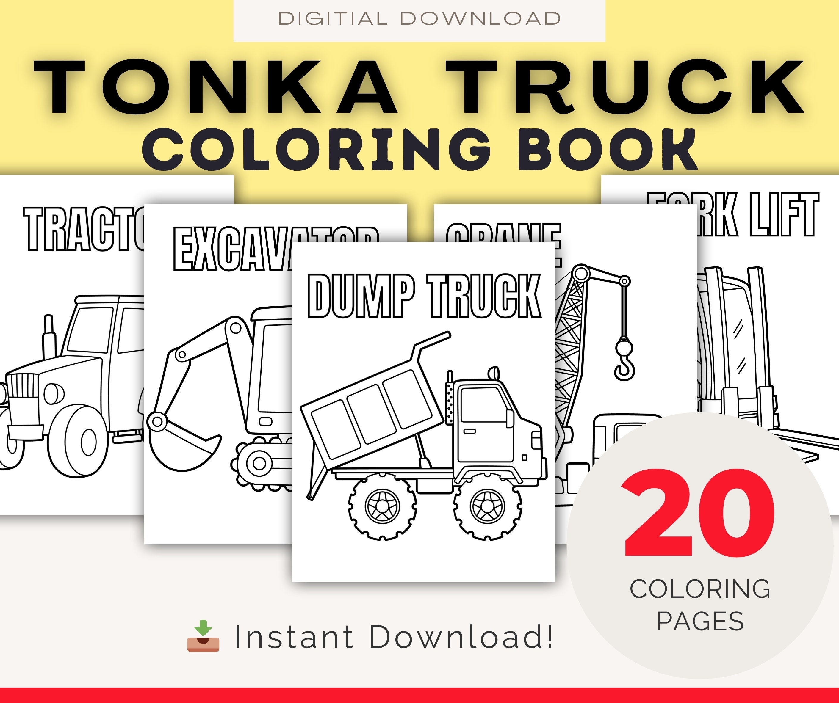 Tonka Truck Coloring for Kids, Simple Truck Color Page, Dump Truck ...