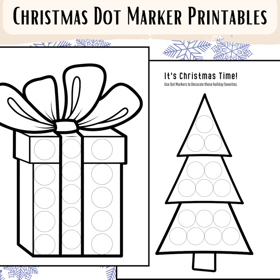 Dot Marker Christmas Coloring Sheets, Dot to Dot Holiday Activity, Xmas ...