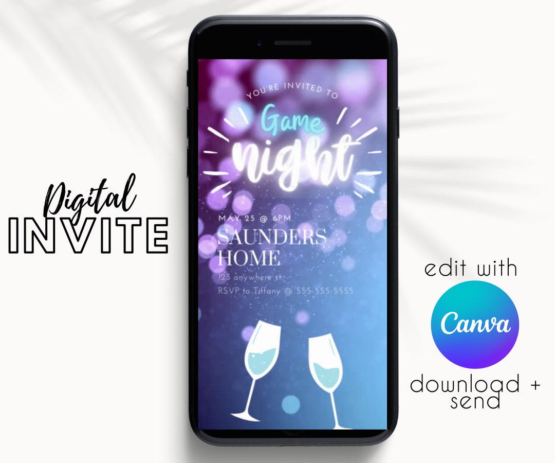 Game Night Editable Evite, MP4 Invitation, Couples Date Night ...