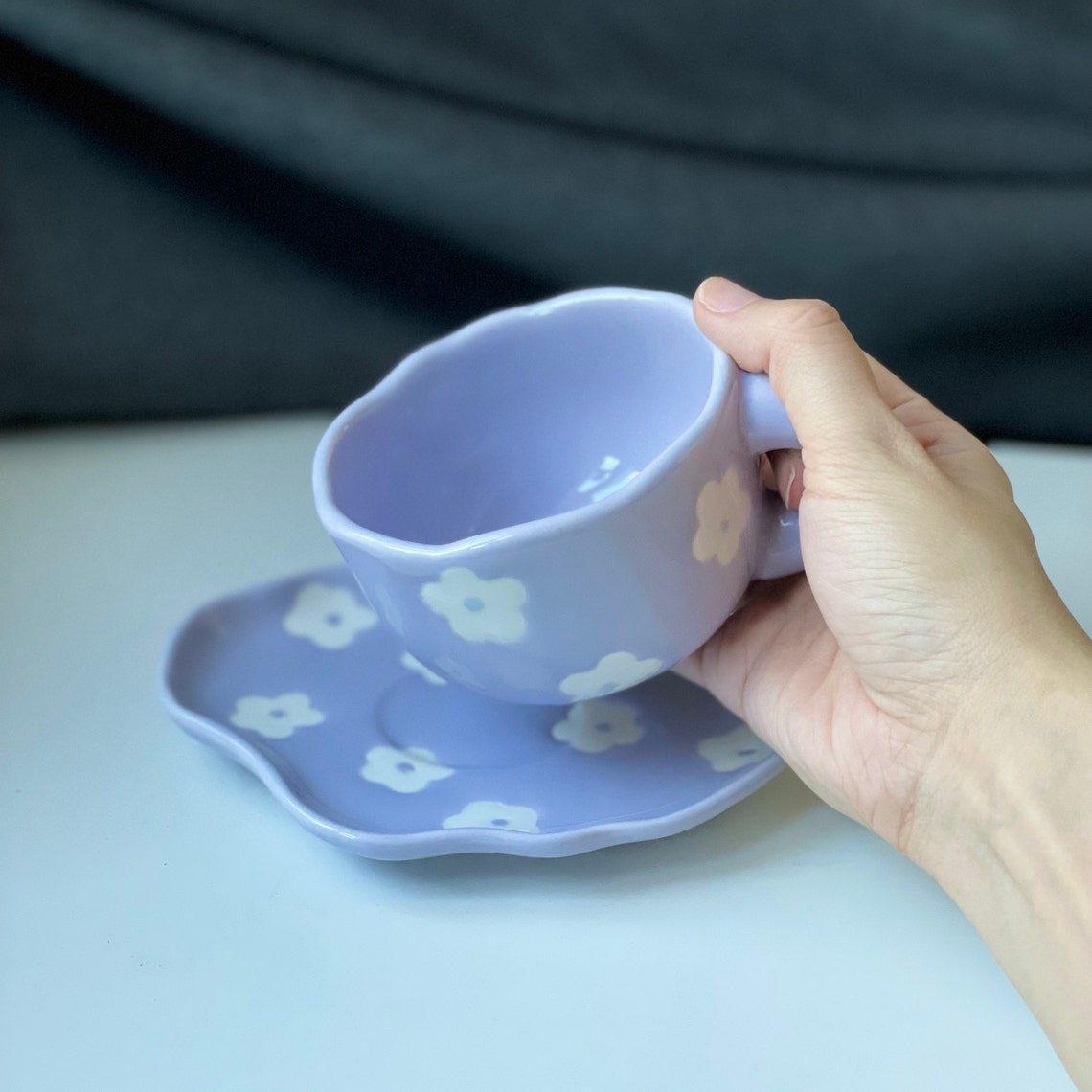 Purple Tea Cup & Plate Set - Etsy