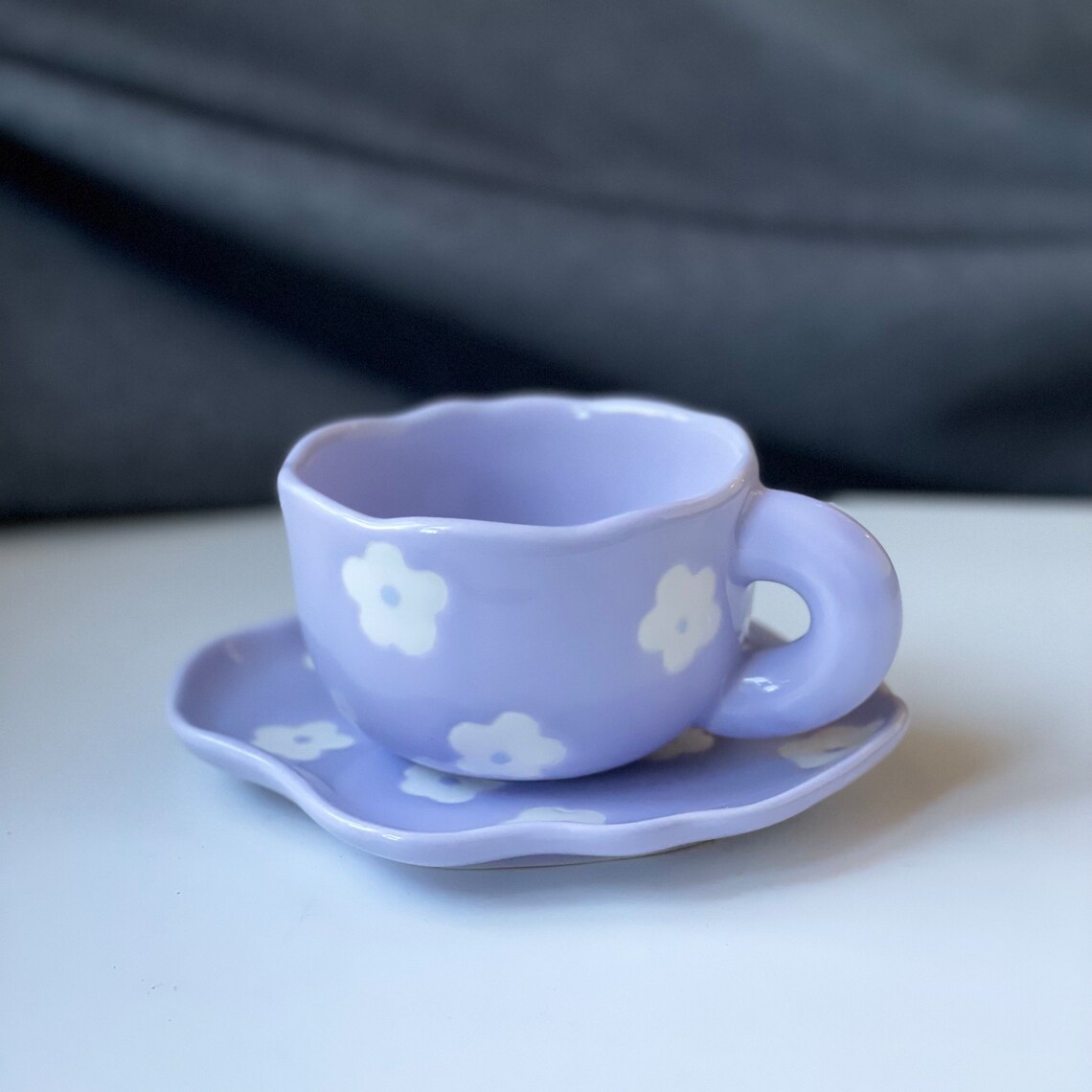 Purple Tea Cup & Plate Set - Etsy