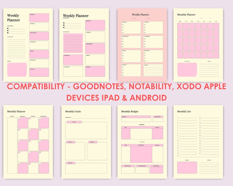 MINIMALIST DAILY Planner PACK 26 Pages, Goodnotes, Notability, Xodo ...