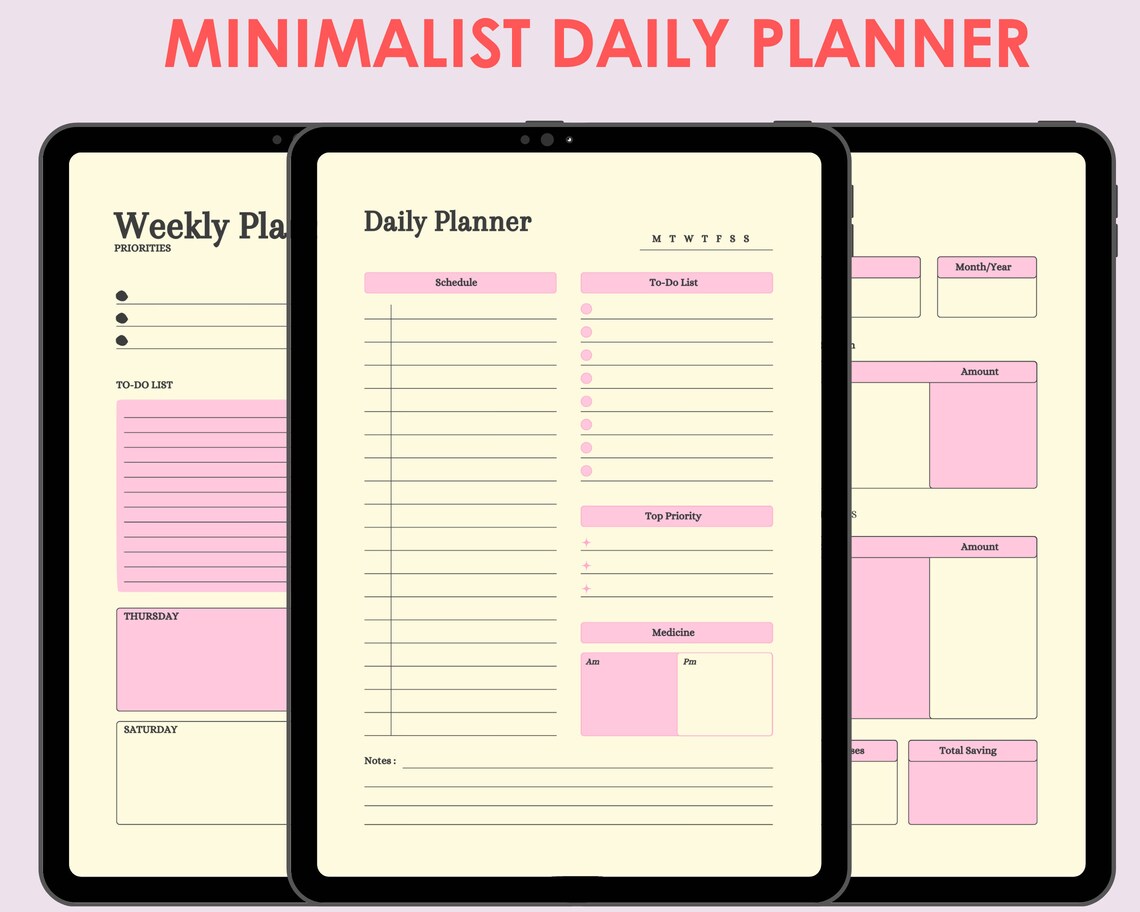 MINIMALIST DAILY Planner PACK 26 Pages, Goodnotes, Notability, Xodo ...