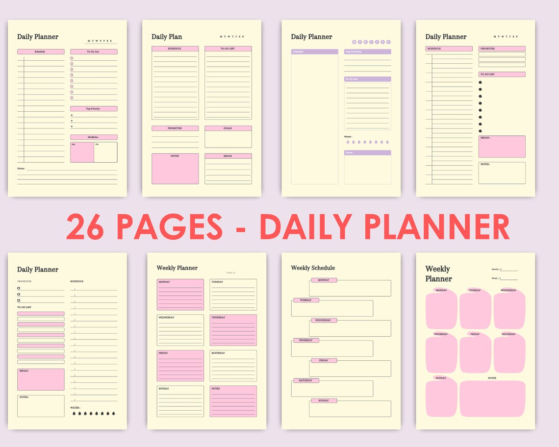 MINIMALIST DAILY Planner PACK 26 Pages, Goodnotes, Notability, Xodo ...