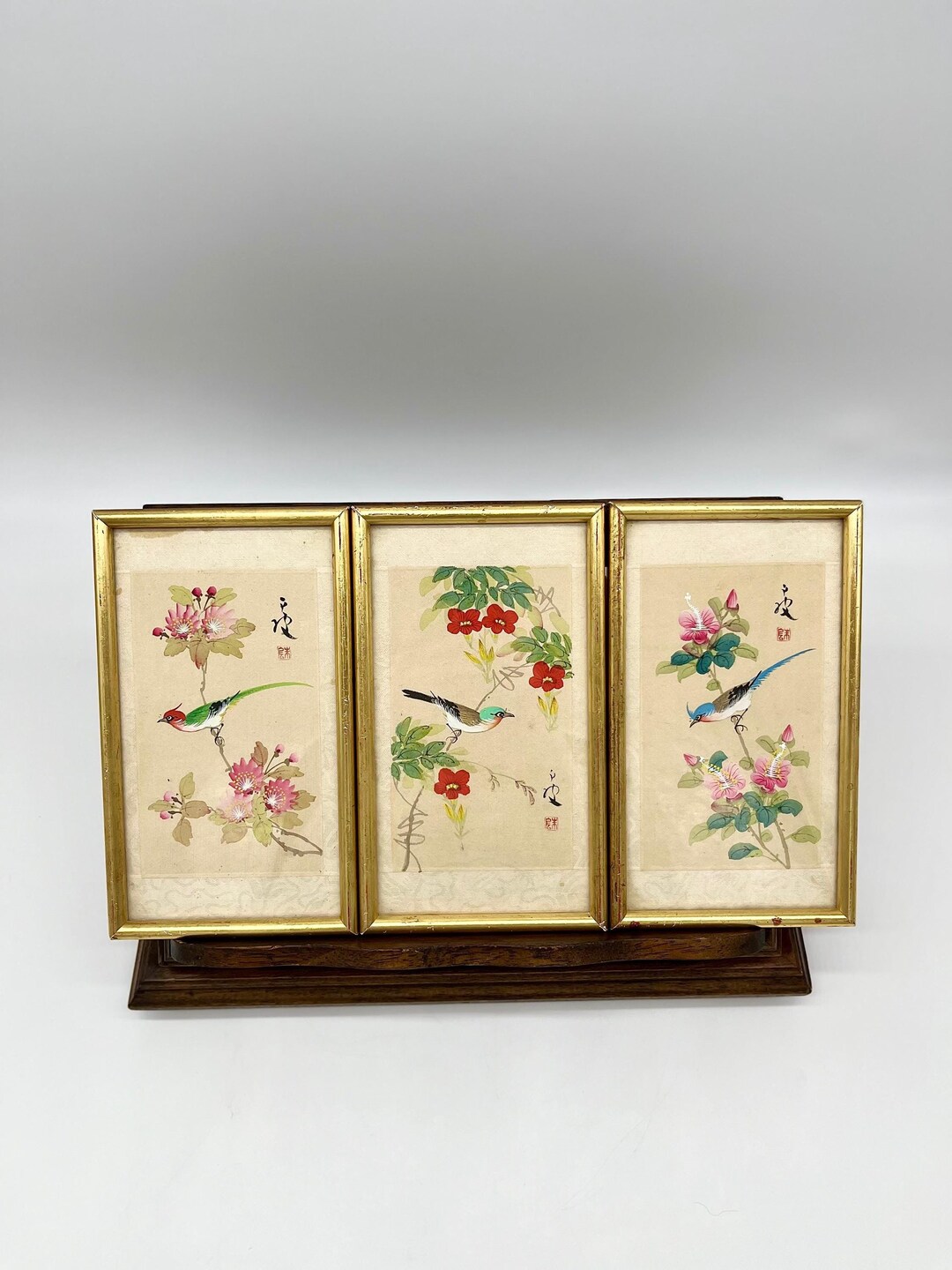 1930's Chinese Hand-painted Silk Birds (framed Trio Set) - Etsy