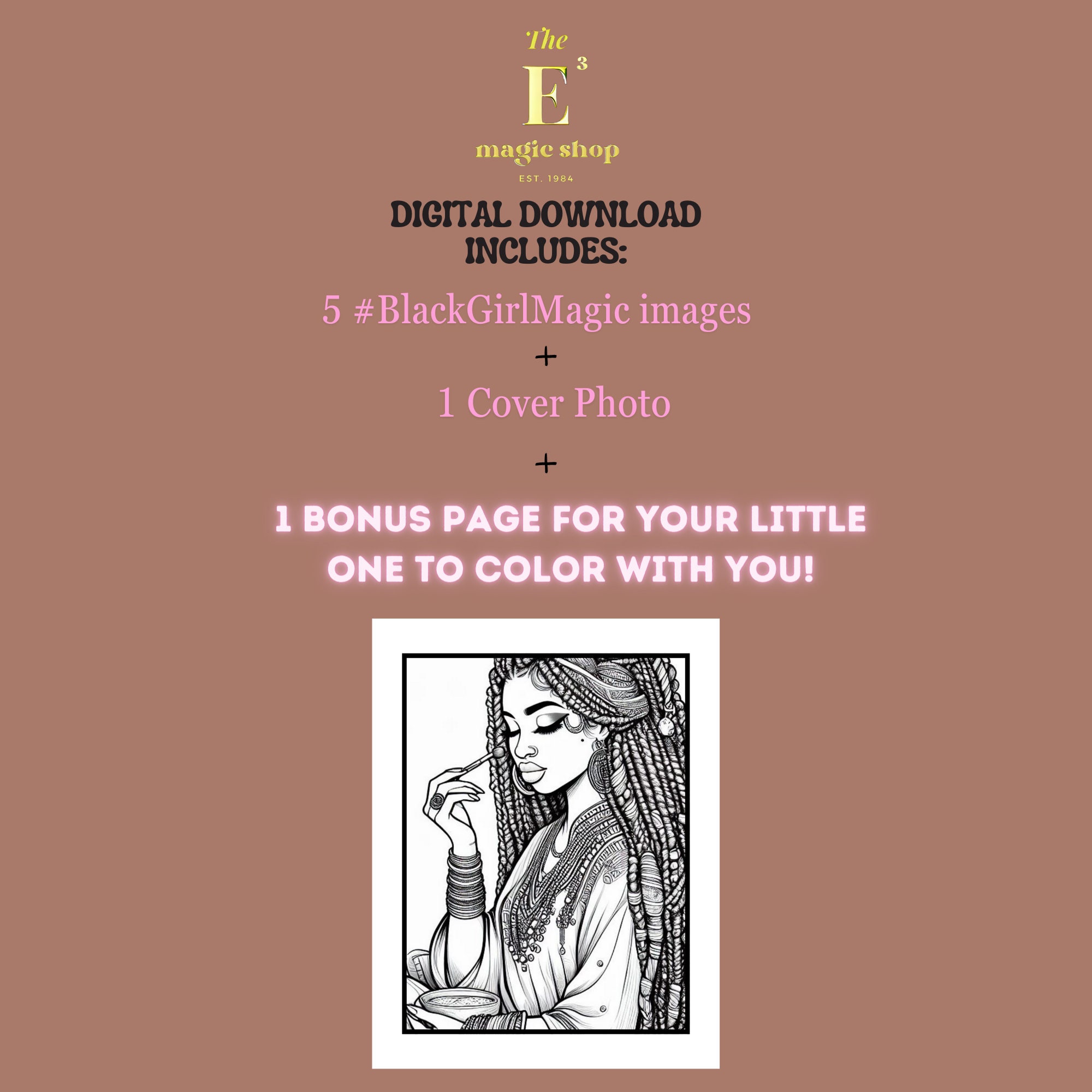 Black Girl Magic Coloring Book Pages 5 Image Bundle Beautiful Natural ...