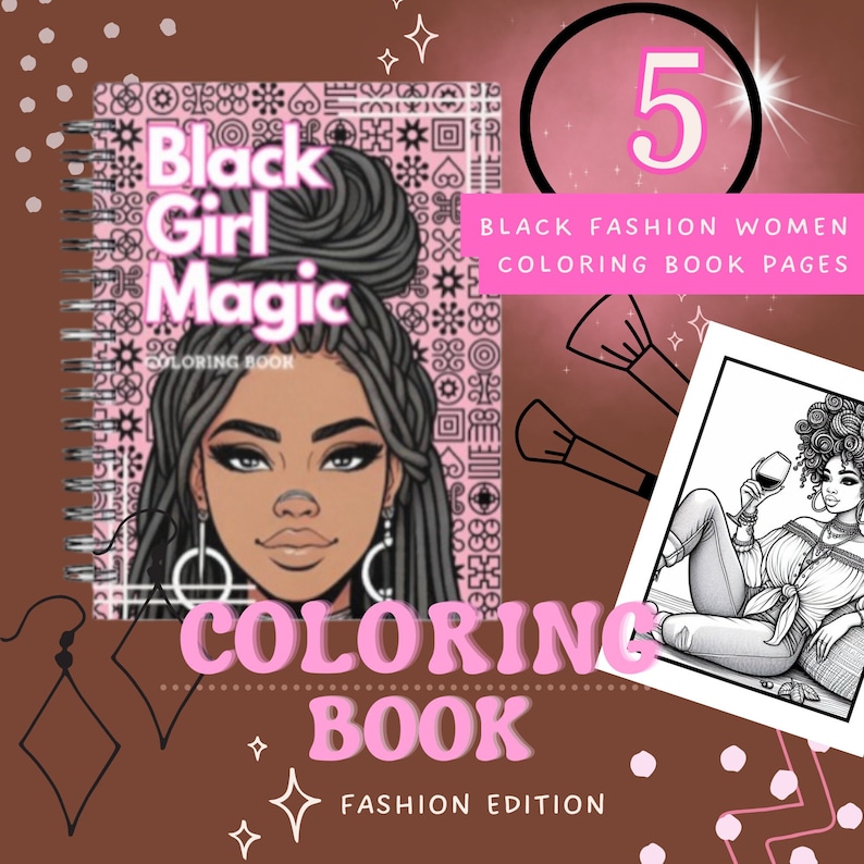 Black Girl Magic Coloring Book Pages 5 Image Bundle Beautiful Natural