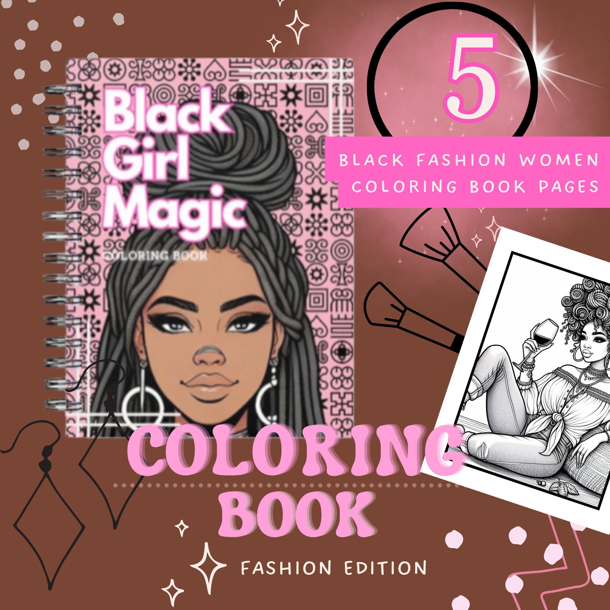 Black Girl Magic Coloring Book Pages 5 Image Bundle | Beautiful Natural ...