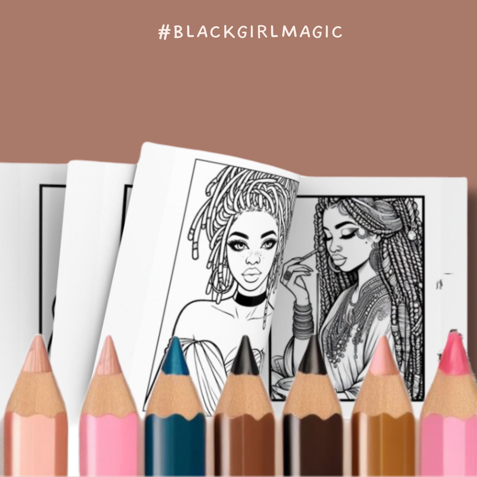Black Girl Magic Coloring Book Pages 5 Image Bundle Beautiful Natural ...
