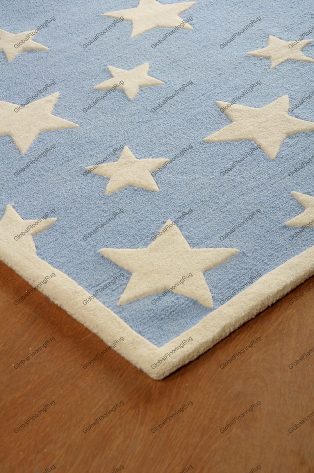 The Blue Star Rug Tufted Throw Rug Custom Hand Tufted Wool Handmade ...