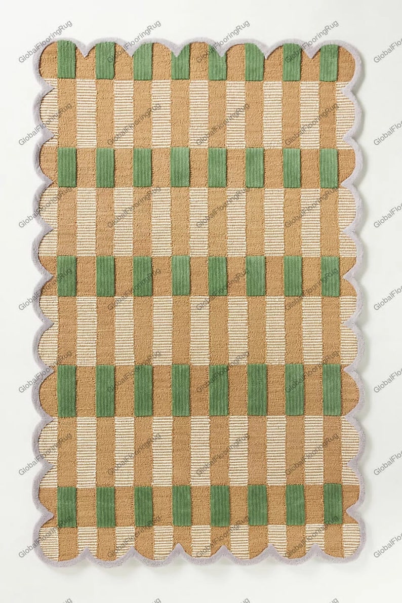 Hand Tufted Matilda Goad Plaid Throw Rug Custom Hand Tufted Wool ...