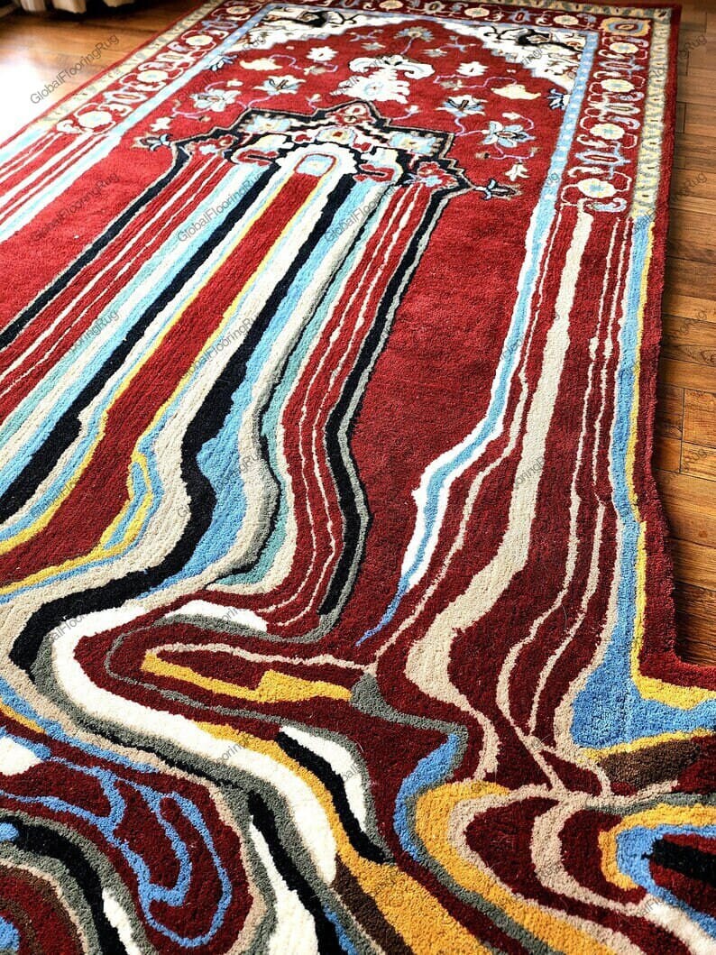 Red Persian Melted Melting Tufted Rug Living Area Rug for Bedroom ...