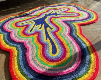 Hand Tufted Irregular Shaped Multicolored Custom Tufted Wool Handmade ...