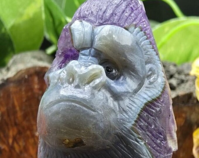 WOW! Amazing Hand Carved Gorilla Monkey Amethyst Crystal Quartz Cluster ...