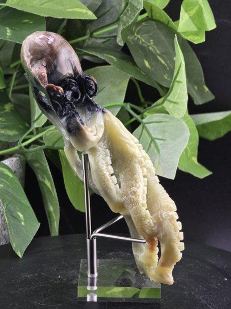 Hand-carved Amazon Stone Octopus Sculpture: Crystal Quartz Statue - Etsy