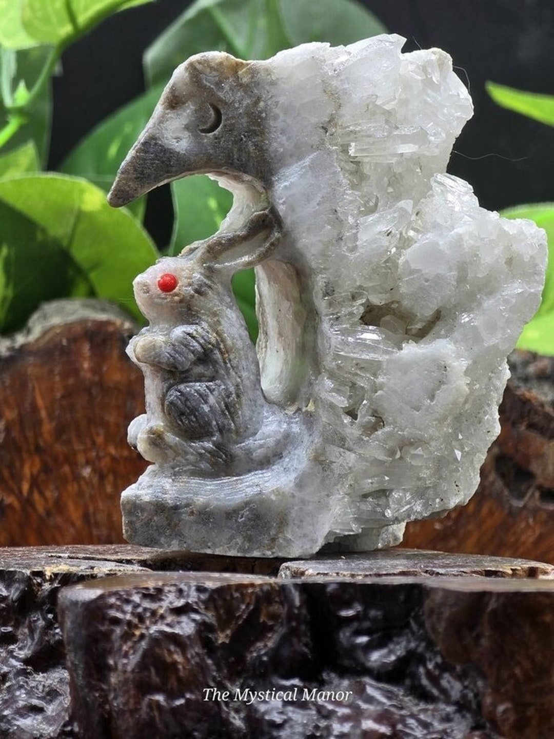 Hand Carved Rabbit Crystal Cluster Handmade, Metaphysical Sculpture ...
