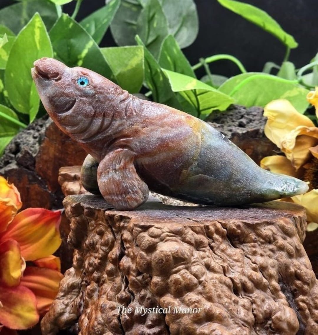 Gorgeous Manatee Sculpture Hand Carved Amazon Stone, Metaphysical ...