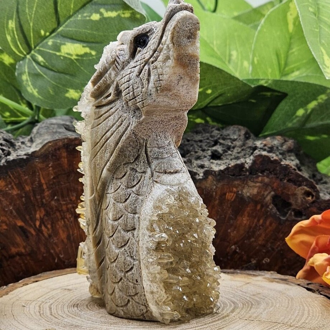 Natural Crystal Quartz Hand-carved Dragon Statue. Home Decoration ...