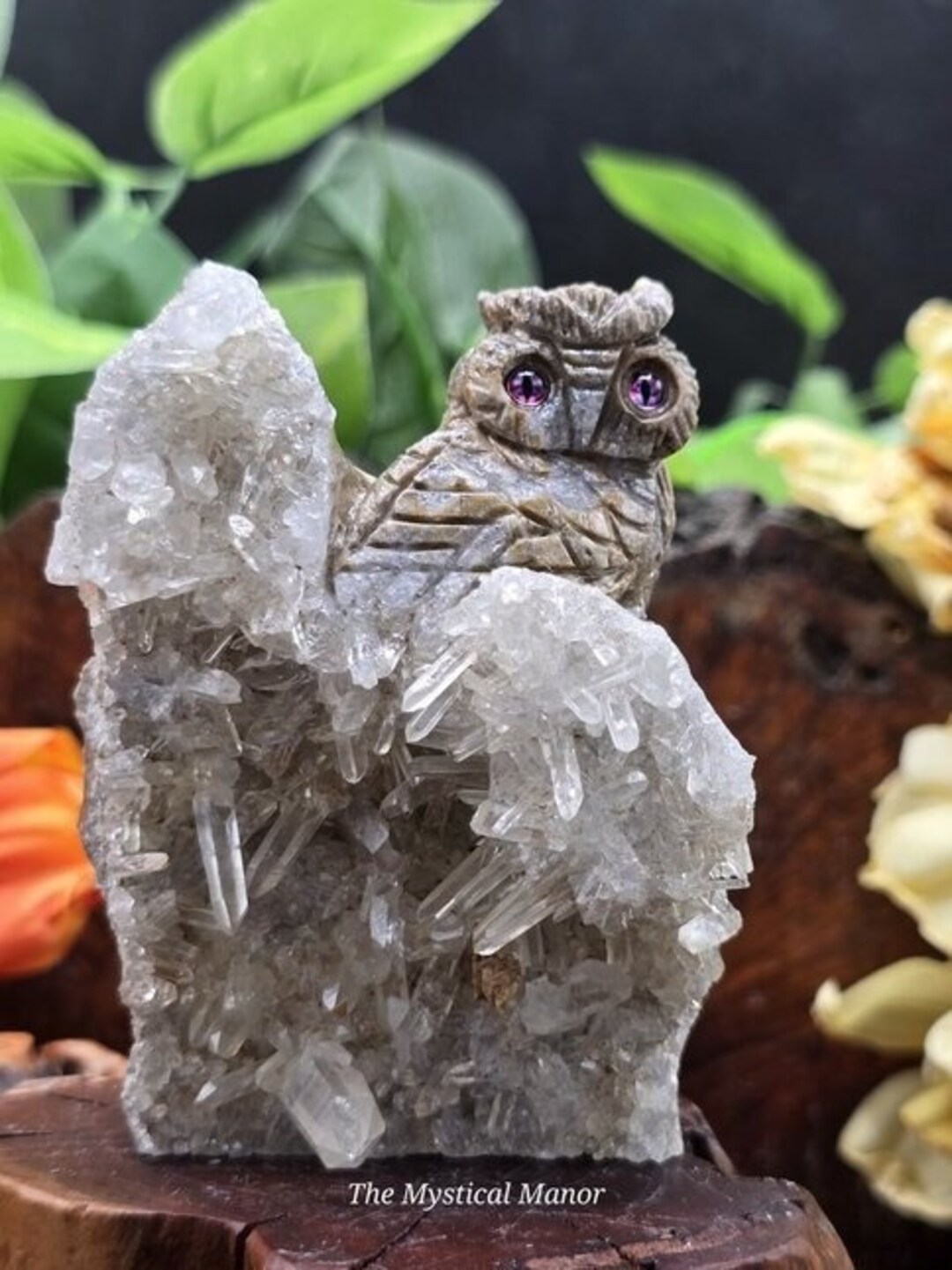 EXCEPTI0NAL Hand-carved OWL Healing.metaphysical Natural Quartz Crystal ...