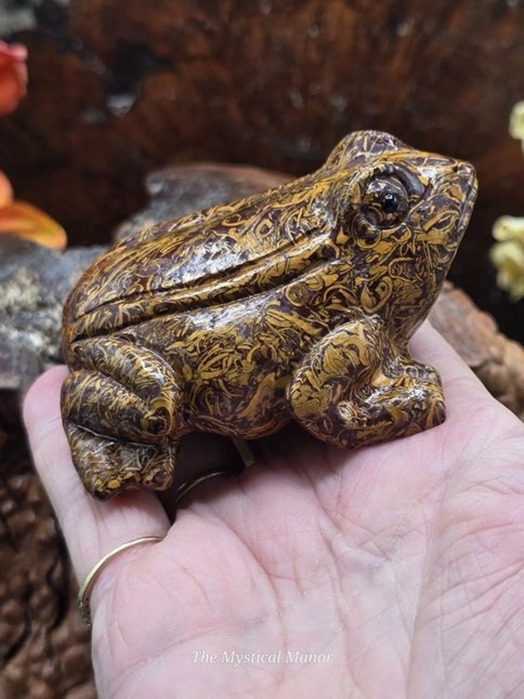 Miriam Jasper Stone Hand Carved Frog Natural Crystal Cluster Quartz ...