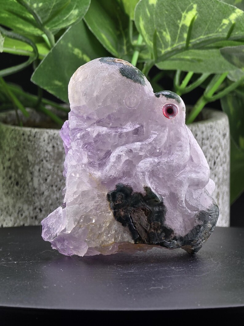 Hand-carved Amethyst Crystal Octopus Sculpture: Mystical Decor - Etsy