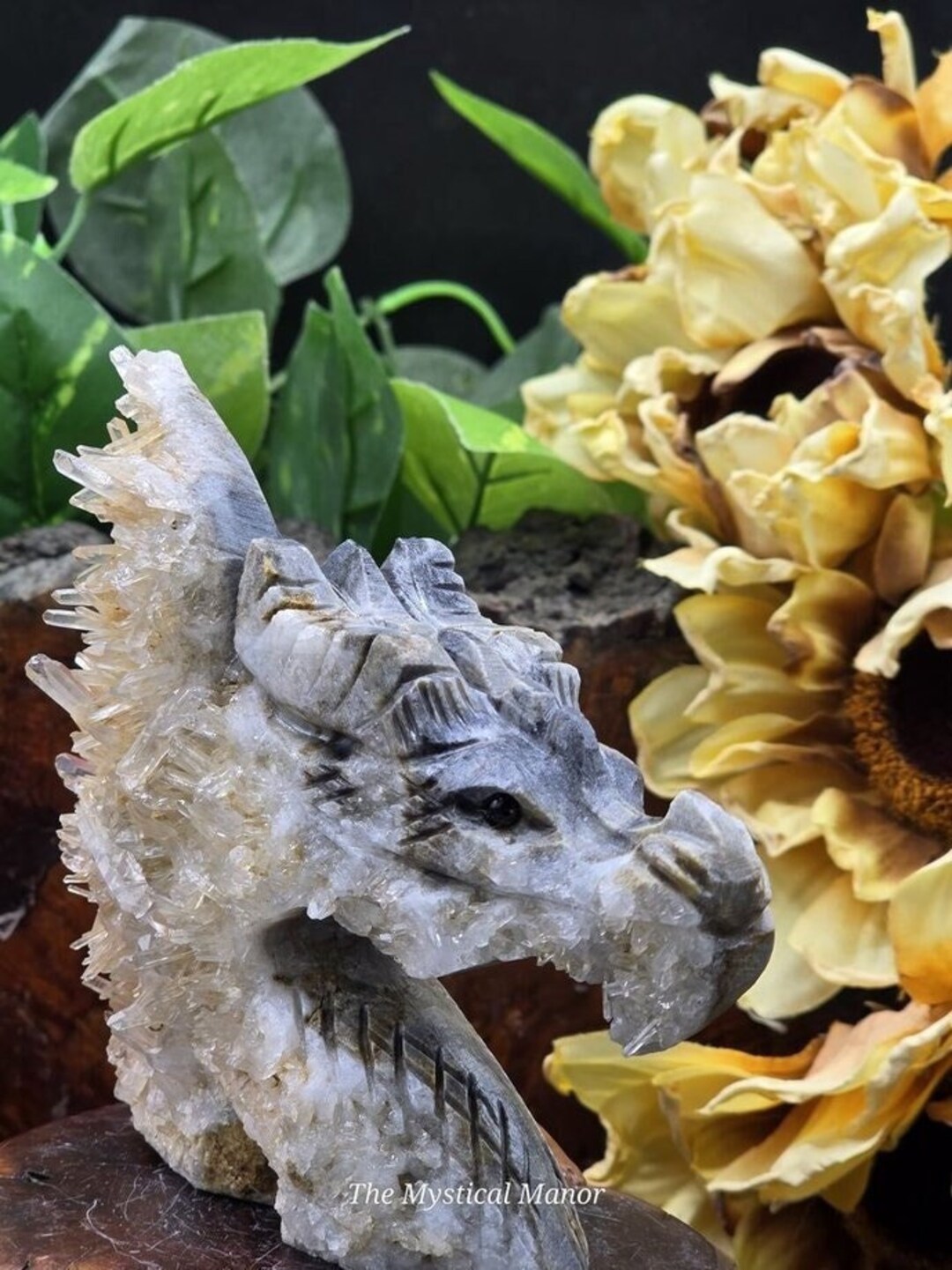 Unique Exquisite Crystal Quartz Hand-carved Dragon Statue. Home ...