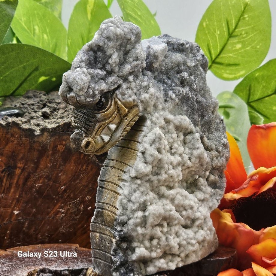 Natural Crystal Quartz Hand-carved Dragon Statue. Home Decoration ...