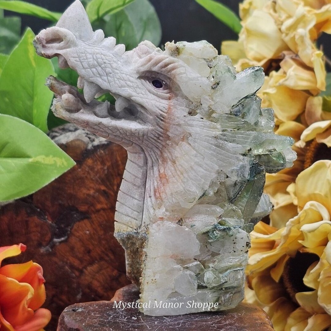 Hand-carved Quartz Crystal Dragon Statue: Metaphysical Home Decor - Etsy UK