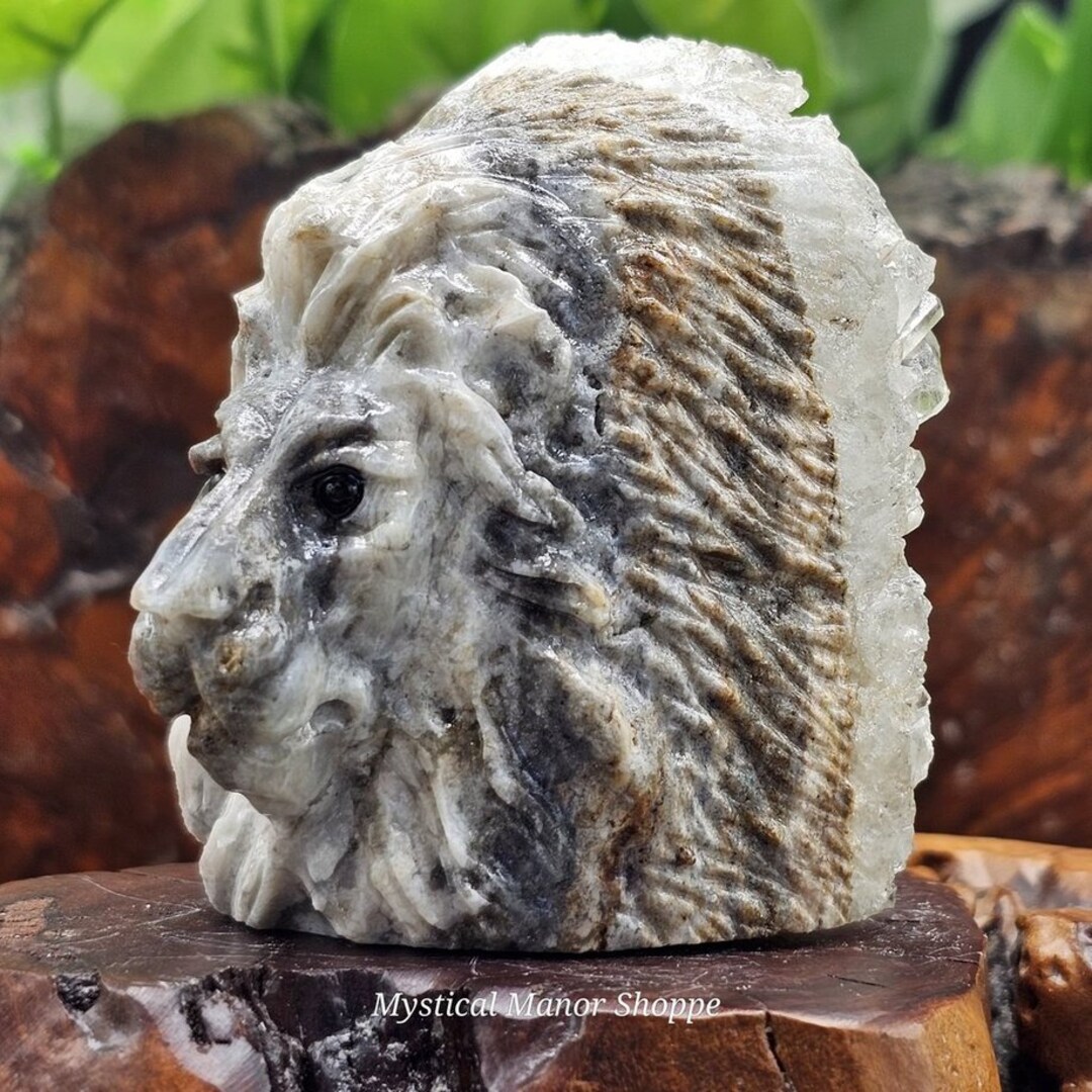 Gorgeous Hand Carved Lion Crystal Cluster Sculpture, Proud and Majestic ...